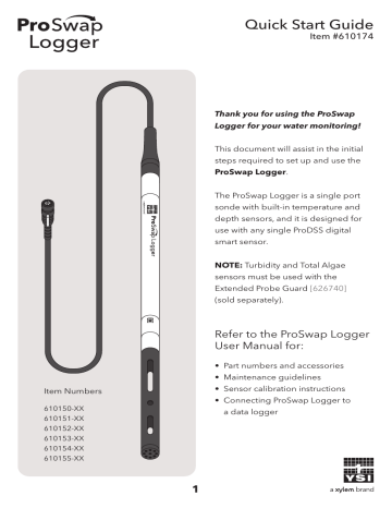 Xylem YSI Pro Swap Logger Quick Start Manual | Manualzz