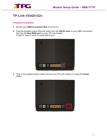 TPG TP-Link VX420-G2v Setup Manual | Manualzz