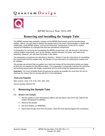 Quantum Design MPMS Service Note | Manualzz