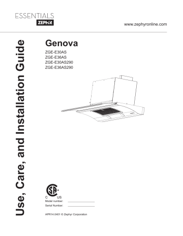 Zephyr Essentials Genova ZGE-E30AS Installation guide | Manualzz