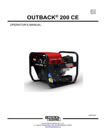 Lincoln Electric OUTBACK 200 CE Operator's Manual | Manualzz