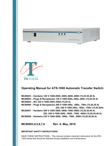 TSi Power ATS-1000 Operating Manual - Read & Download | Manualzz