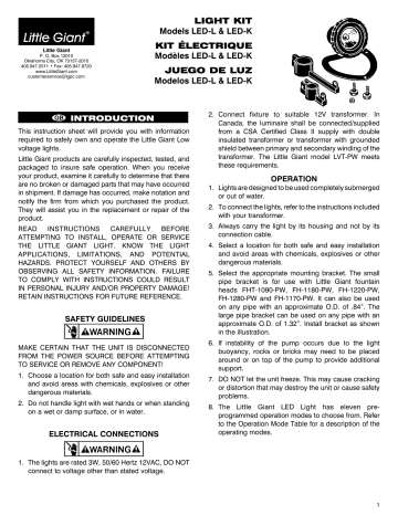 Little GIANT LED-L Manual: Submersible Light Instructions | Manualzz