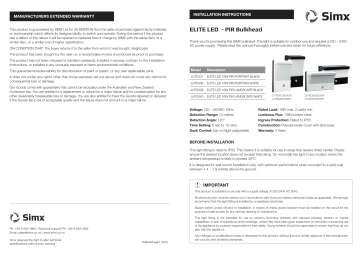 SImx ELITE LED LHTC637 Installation Instructions | Manualzz