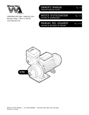 Water Ace R7PBS Owner's Manual | Manualzz