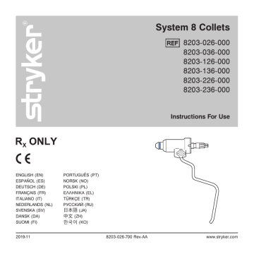 Stryker System 8 8203-236-000 Instructions For Use Manual | Manualzz