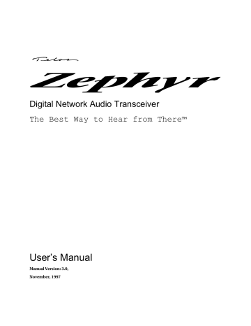 Telos Zephyr User`s manual | Manualzz