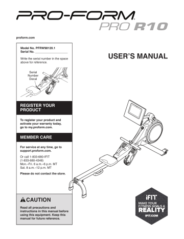 Pro-Form PRO R10 User Manual | Manualzz