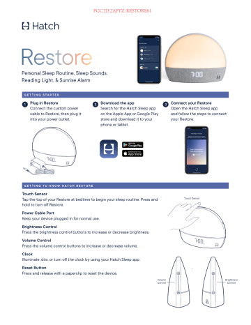 Hatch RESTORE Quick Start Manual | Manualzz