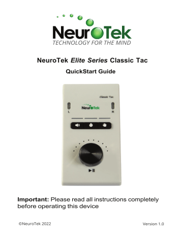 NeuroTek Elite Series Quick Start Manual | Manualzz
