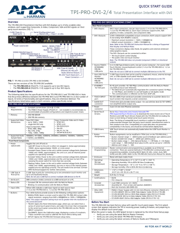 Harman AMX TPI-PRO-DVI Series Quick Start Manual | Manualzz