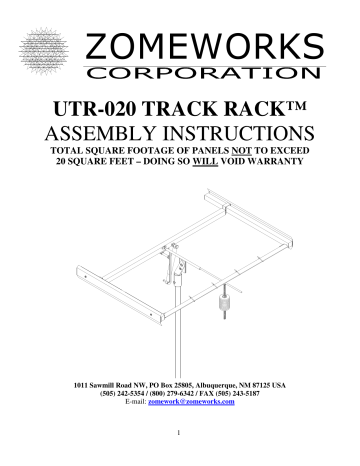 ZOMEWORKS UTR-020 TRACK RACK Assembly Instructions Manual | Manualzz