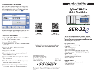 Cyber Sciences CyTime SER-32e Quick Start Manual | Manualzz