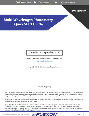 Plexon Multi-Wavelength Photometry Quick Start Manual | Manualzz