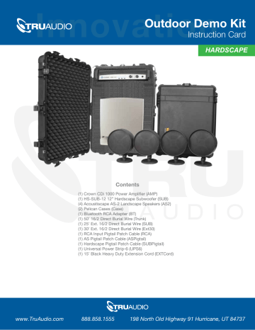 TruAudio HARDSCAPE Instruction Card - Outdoor Audio Demo Kit | Manualzz