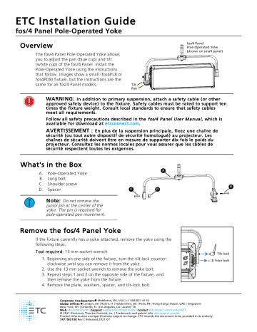 ETC fos/4 Panel Pole-Operated Yoke Installation Manual | Manualzz