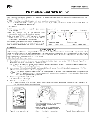 Fuji Electric OPC-G1-PG Instruction Manual | Manualzz