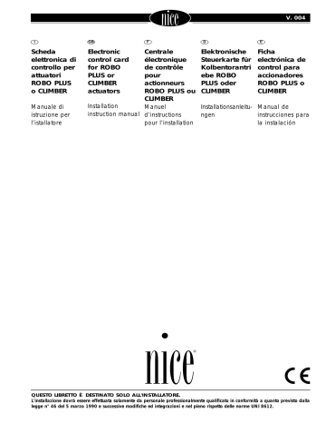 Nice ROBO PLUS Instruction manual | Manualzz