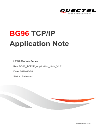 Quectel BG96 Application Note: Embedded TCP/IP Stack for LPWA Modules | Manualzz