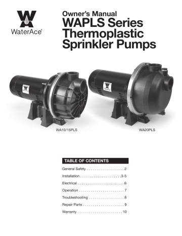 Water Ace WA20PLS Owner's Manual | Manualzz