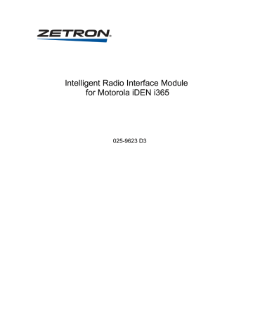 ZETRON 025-9623 D3 Manual - Intelligent Radio Interface Module | Manualzz