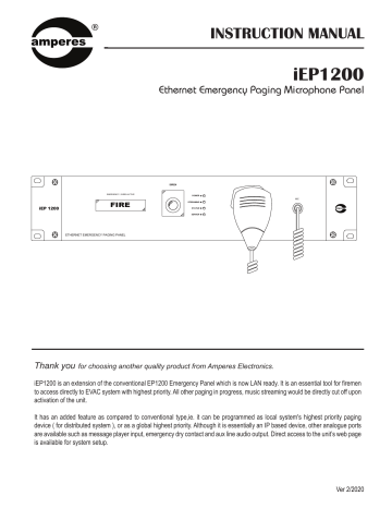 Amperes iEP1200 Instruction Manual - Ethernet Emergency Paging Microphone Panel | Manualzz