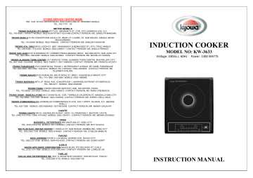 Kyowa K3633 Induction Cooker Instruction manual | Manualzz