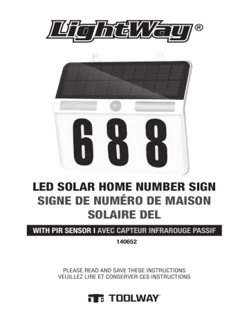 LightWay 140652-DBSS-0127 Manual - Solar-Powered House Number Sign ...