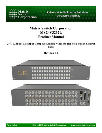 Matrix Switch Corporation MSC-V3232L Product Manual | Manualzz