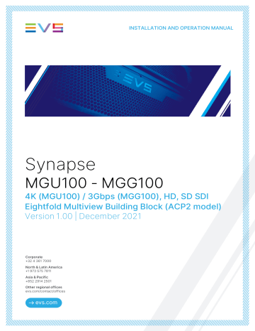 EVS Synapse MGU100 Installation And Operation Manual | Manualzz