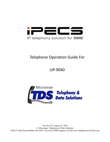 iPECS LIP-9040 Operation Manual - Guide for using LIP-9040 IP phone ...