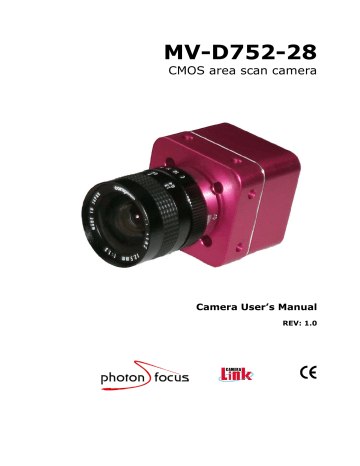 Photon Focus MV-D752-28 User Manual - CMOS Mega-pixel Camera | Manualzz
