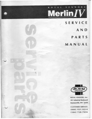 Royal Vendors Merlin IV Service And Parts Manual | Manualzz