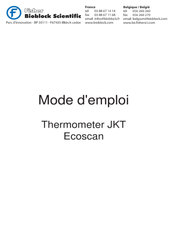 Fisher Bioblock Scientific EcoScan Temp JKT Reference Guide | Manualzz