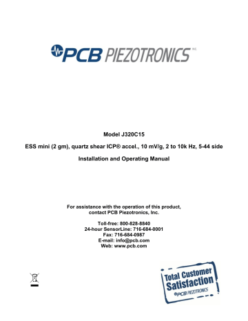 PCB Piezotronics J320C15 Installation And Operating Manual | Manualzz