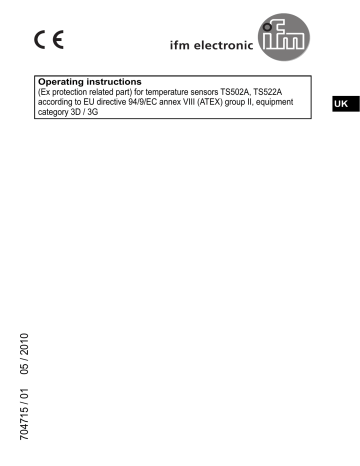 IFM Electronic TS502A Operating Instructions | Manualzz