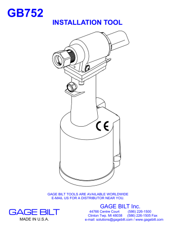 Gage Bilt GB752 Installation Tool Manual | Manualzz
