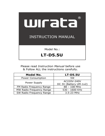 Wirata LT-D5.5U Instruction Manual | Manualzz