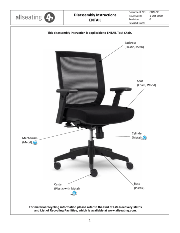 ENTAIL Task Chair Disassembly Instructions - Allseating | Manualzz