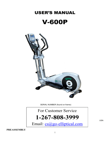 GO Elliptical V-600P User Manual | Manualzz