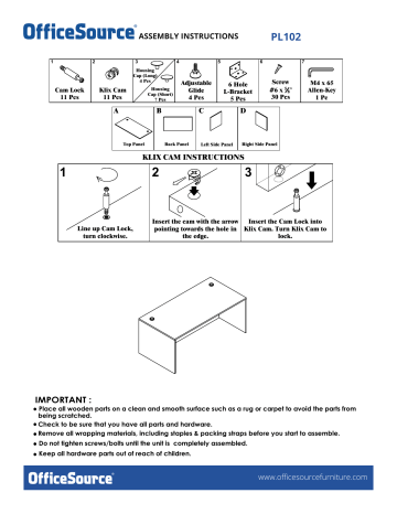 OfficeSource PL102 Assembly Instructions | Manualzz