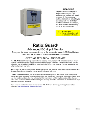 H.E. Anderson Ratio:Guard Advanced Manual | Manualzz