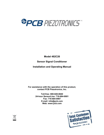PCB Piezotronics 482C Installation And Operating Manual | Manualzz