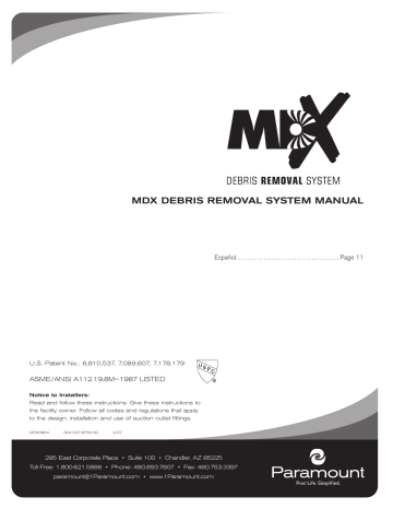 Paramount Fitness MDX DEBRIS REMOVAL SYSTEM Manual | Manualzz