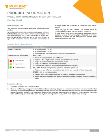 RCT Muirhead 12595 Transmission Inhibit Controller Manual | Manualzz