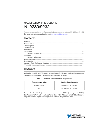 NI 9230 Calibration Procedure - Download Manual & Learn | Manualzz