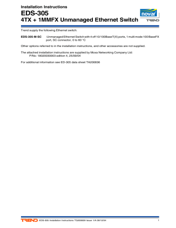 TREND EDS-305-S-SC Installation Instructions Manual | Manualzz