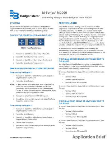 Badger Meter ModMAG M2000 Connecting Manual | Manualzz