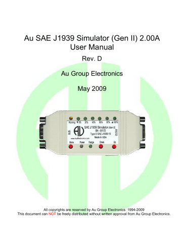 AU SAE J1939 Simulator Gen II 2.00A User Manual | Manualzz