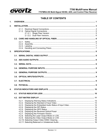 Evertz 7707MRA-HD Multi-Signal HD/SD, AES, and Control Fiber Receiver ...